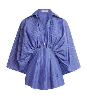Palmer//harding Draped Striped Shirt - Blue