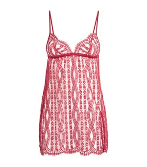 COCO DE MER Renata Lace Slip Dress - Red