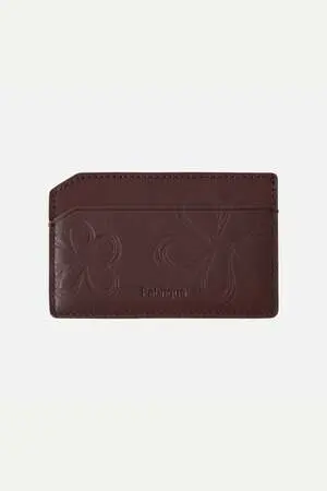 Fabrique Bevel Double Layer Card Holder In Calfskin Leather