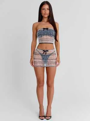 OUTCAST Neanah Mini Skirt White Polka Dot