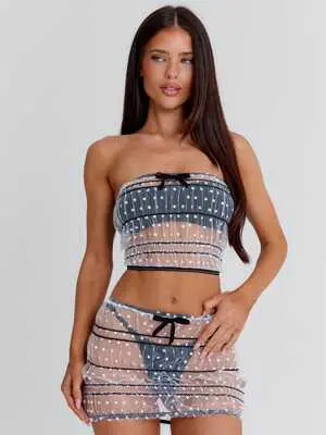 OUTCAST Neanah Mini Skirt White Polka Dot