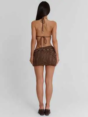 OUTCAST Vier Mini Skirt Chocolate - Brown