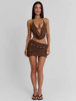 OUTCAST Vier Mini Skirt Chocolate