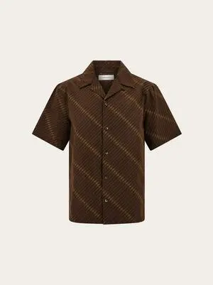 FERRAGAMO Short Sleeve Bowling Shirt - Brown