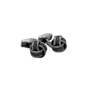 Tateossian Carbon Knot Cufflinks With Gunmetal Plated & Carbon Fibre - Black