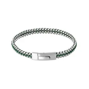Tateossian Tateossian London Stainless Steel And Green Thread Link Bracelet Silver/green