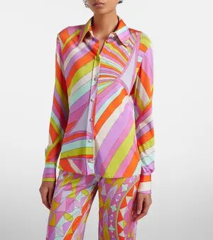 Emilio Pucci Iridescent Satin Jersey Shirt - Multicoloured