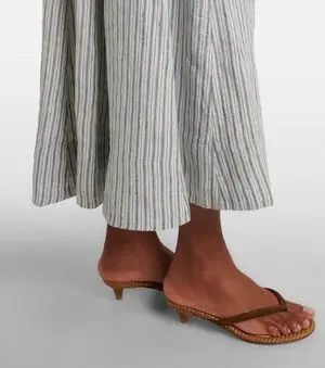 Polo Ralph Lauren Striped Linen Midi Dress - Blue