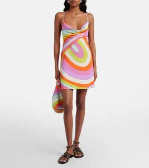 Emilio Pucci Draped Satin Jersey Minidress - Multicoloured