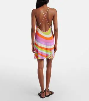 Emilio Pucci Draped Satin Jersey Minidress - Multicoloured