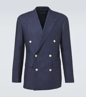 Dunhill Pinstripe Double-breasted Linen Blazer
