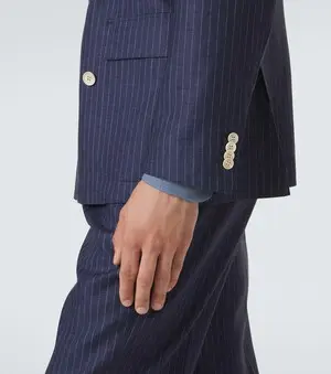 Dunhill Pinstripe Double-breasted Linen Blazer