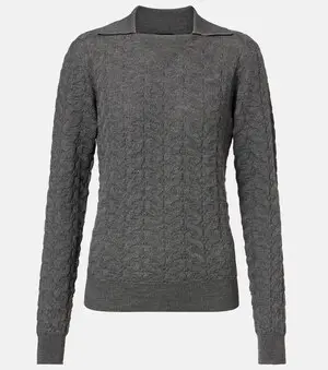 Etro Cable-knit Wool Polo Sweater - Grey