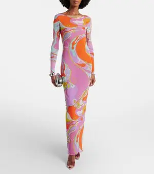 Emilio Pucci Orchidee Sheer Tulle Maxi Dress - Multicoloured