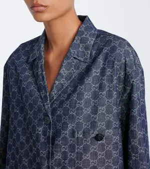 Gucci Gg Jacquard Denim Shirt - Blue