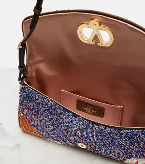 Valentino Garavani Devain Small Floral Embellished Shoulder Bag