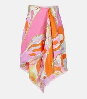 Emilio Pucci Orchidee Silk Twill Midi Skirt - Multicoloured