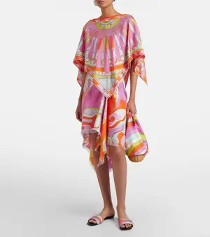 Emilio Pucci Orchidee Silk Twill Midi Skirt