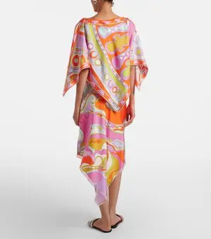Emilio Pucci Orchidee Silk Twill Midi Skirt