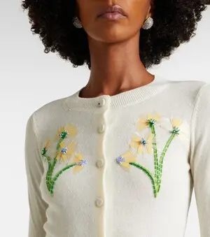 LEO LIN Claire Embellished Wool And Cashmere Cardigan