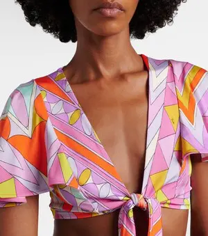 Emilio Pucci Angoli Jersey Satin Crop Top - Multicoloured