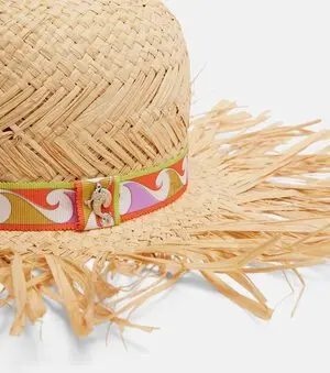 Emilio Pucci Straw Sun Hat With Printed Trim