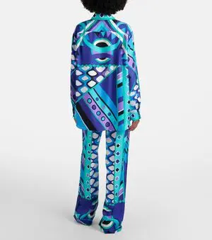 Emilio Pucci Silk Wide-leg Pants - Blue