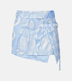 Emilio Pucci Printed Cotton Wrap Skirt - Blue