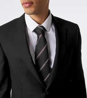 Brioni Striped Silk Jacquard Tie - Brown