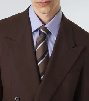 Brioni Striped Silk Jacquard Tie - Brown
