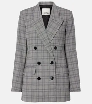 Isabel Marant Étoile Jevima Prince Of Wales Check Wool-blend Blazer - Grey
