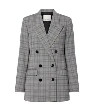 Isabel Marant Étoile Jevima Prince Of Wales Check Wool-blend Blazer - Grey