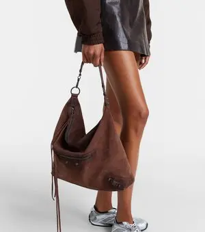 Balenciaga Le City Medium Suede Tote Bag - Brown