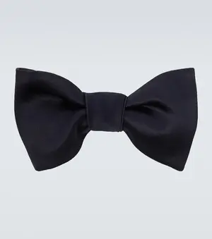 Brunello Cucinelli Cotton And Silk Satin Bow Tie - Blue