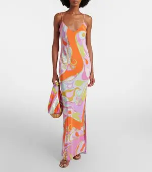 Emilio Pucci Orchidee Silk Twill Maxi Dress - Multicoloured