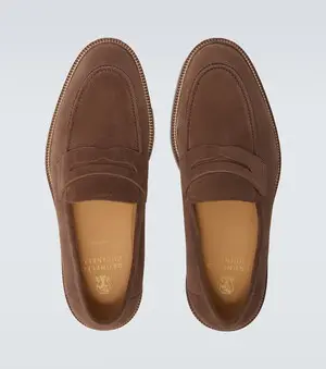 Brunello Cucinelli Suede Penny Loafers