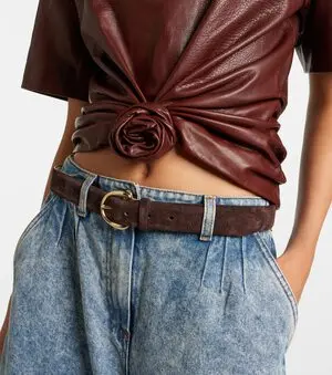 Magda Butrym Cropped Leather Top With Rose Detail