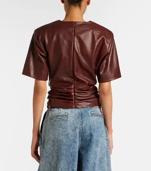 Magda Butrym Cropped Leather Top With Rose Detail