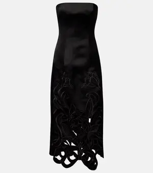 LEO LIN Rayna Floral-appliqué Bustier Gown - Black