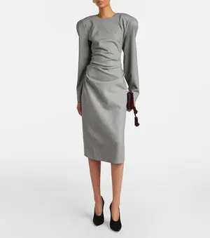 Magda Butrym Wool Midi Dress With Tie Detail