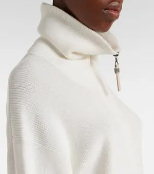 Brunello Cucinelli Monili Oversized Cotton Half-zip Sweater - White