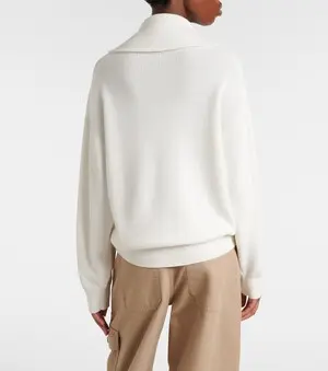 Brunello Cucinelli Monili Oversized Cotton Half-zip Sweater - White
