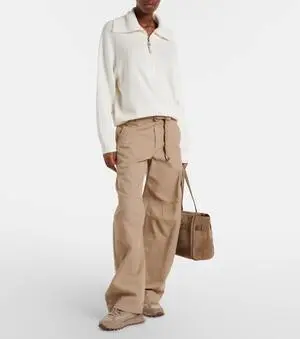 Brunello Cucinelli Monili Oversized Cotton Half-zip Sweater - White