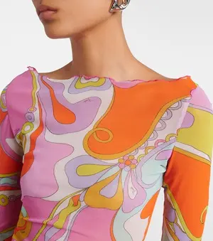 Emilio Pucci Orchidee Sheer Tulle Top