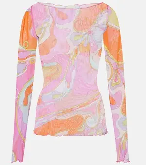 Emilio Pucci Orchidee Sheer Tulle Top - Multicoloured