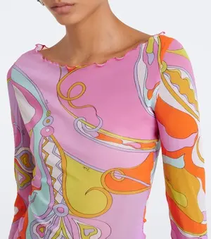 Emilio Pucci Orchidee Sheer Tulle Top - Multicoloured