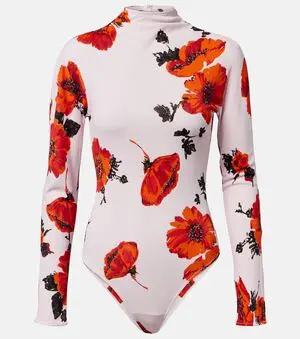 Alaïa Floral Jersey Bodysuit - Pink