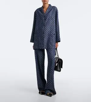 Gucci Gg Jacquard Wide-leg Jeans