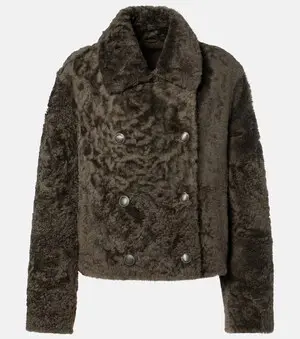 Brunello Cucinelli Cropped Double-breasted Shearling Jacket - Green