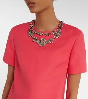 Valentino Garavani Crepe Couture Embellished Mini Dress In Coral /silver